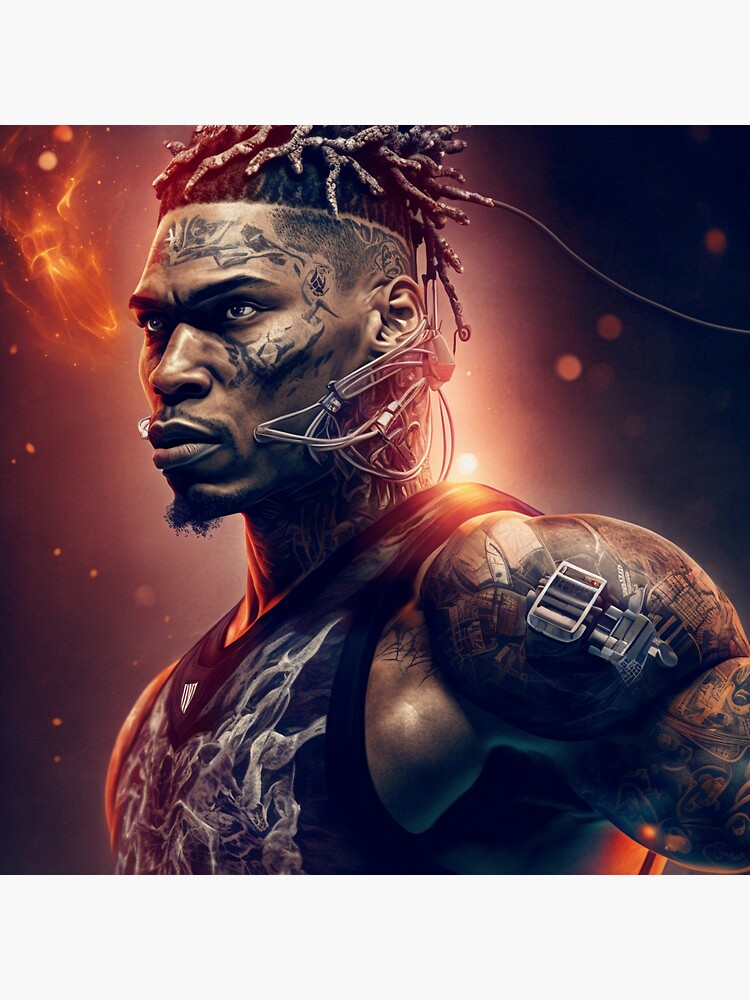 "Cyborg Basketball Player as Digital Art" Sticker for Sale by ...