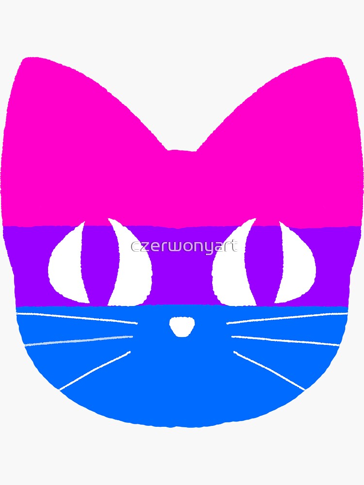 "Simple Bi Pride Cat" Sticker for Sale by czerwonyart | Redbubble