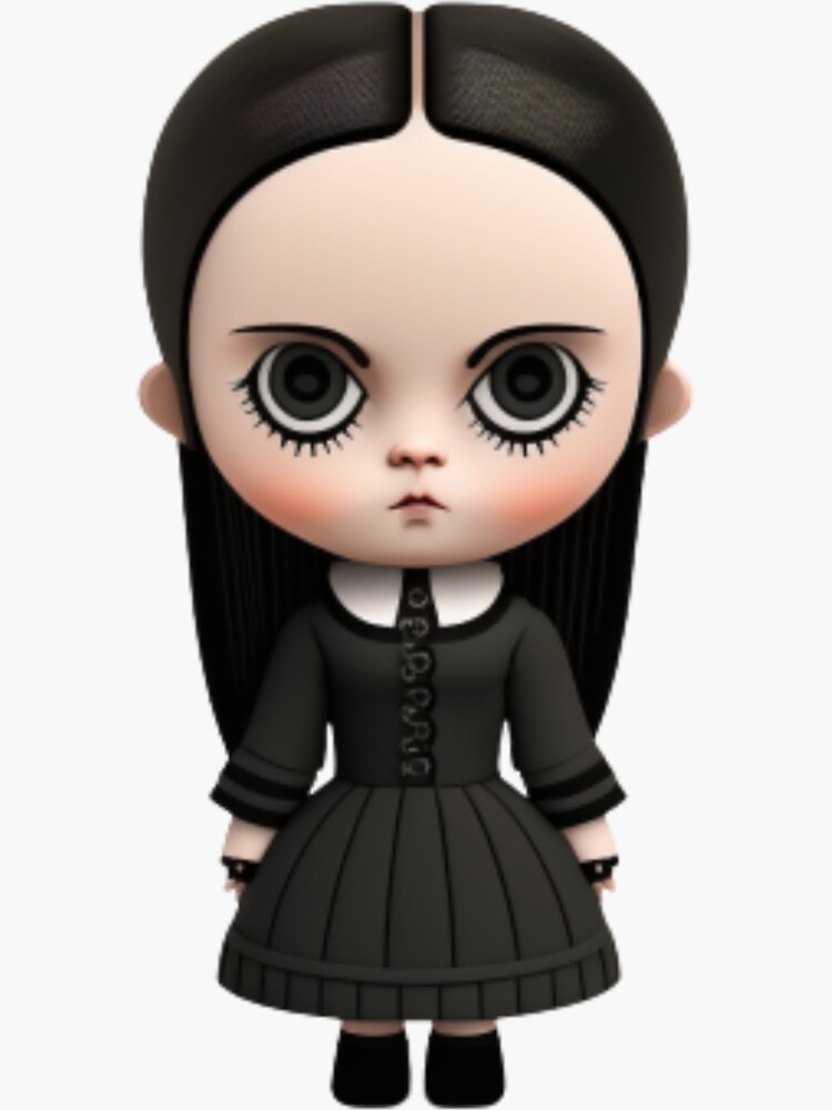 "Wednesday Addams Cartoon Sticker" Sticker for Sale by L-Media | Redbubble