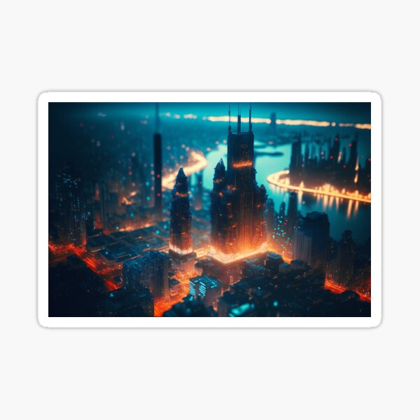 "CyberPunk Cityscape" Sticker for Sale by Parkour-Prophet | Redbubble