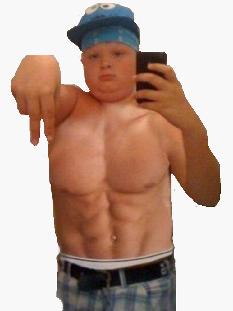 "Jacked Photoshop Kid Meme" Sticker for Sale by CookinHippo | Redbubble