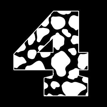 "Number 4 Black and white cow pattern Cow spots" Sticker for Sale by ...