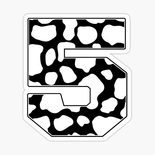 Pegatina for Sale con la obra «Número 5 Patrón de vaca en blanco y ...