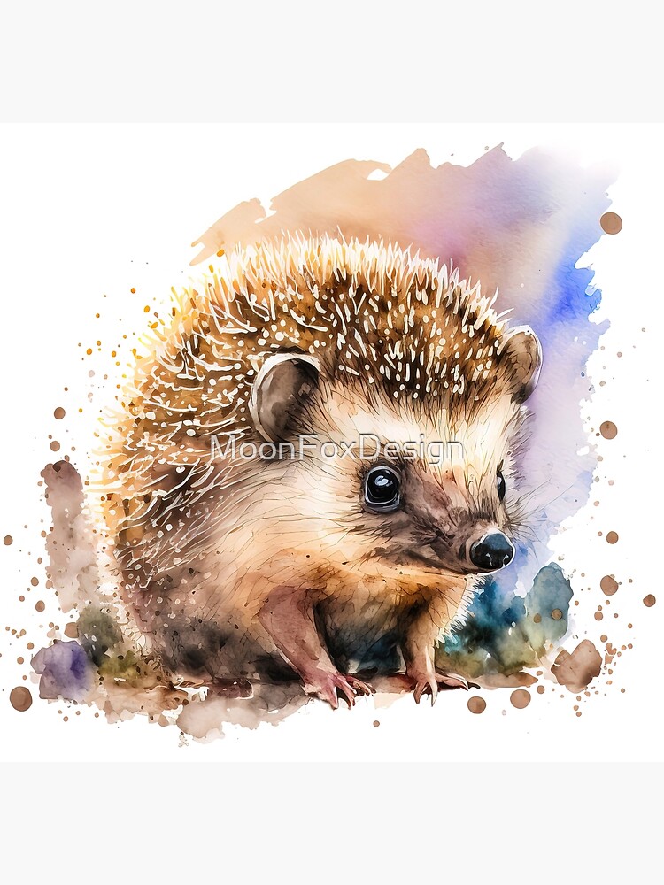 "Watercolor Cute Baby Hedgehog, Colorful Hedgehog Piglet" Poster for ...