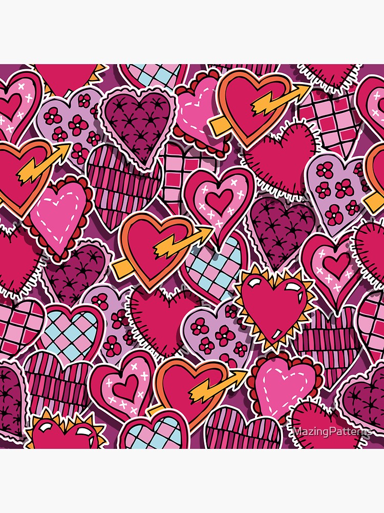 "Random Heart Stickers Illustration" Sticker for Sale by MazingPatterns ...