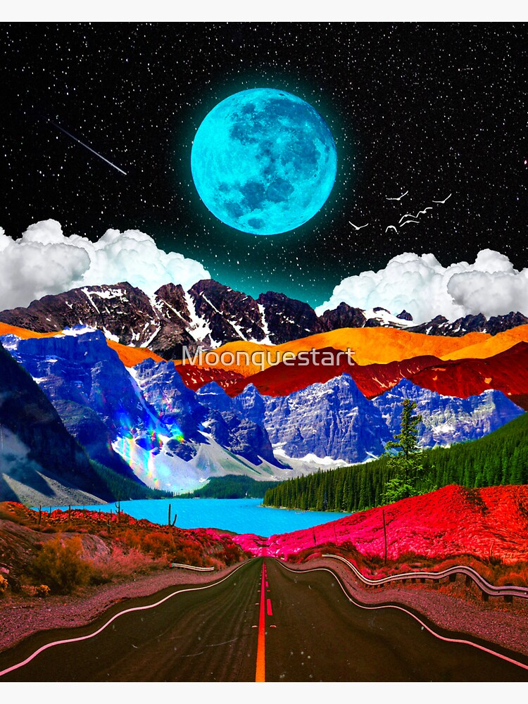 "Blue Moonquest (Night Version)" Sticker for Sale by Moonquestart ...