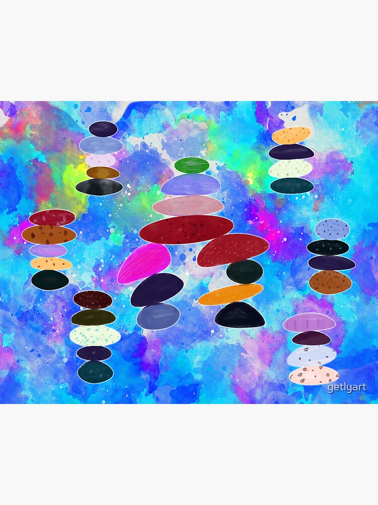"stack stones falling from Colourful sky digital artwork design ...