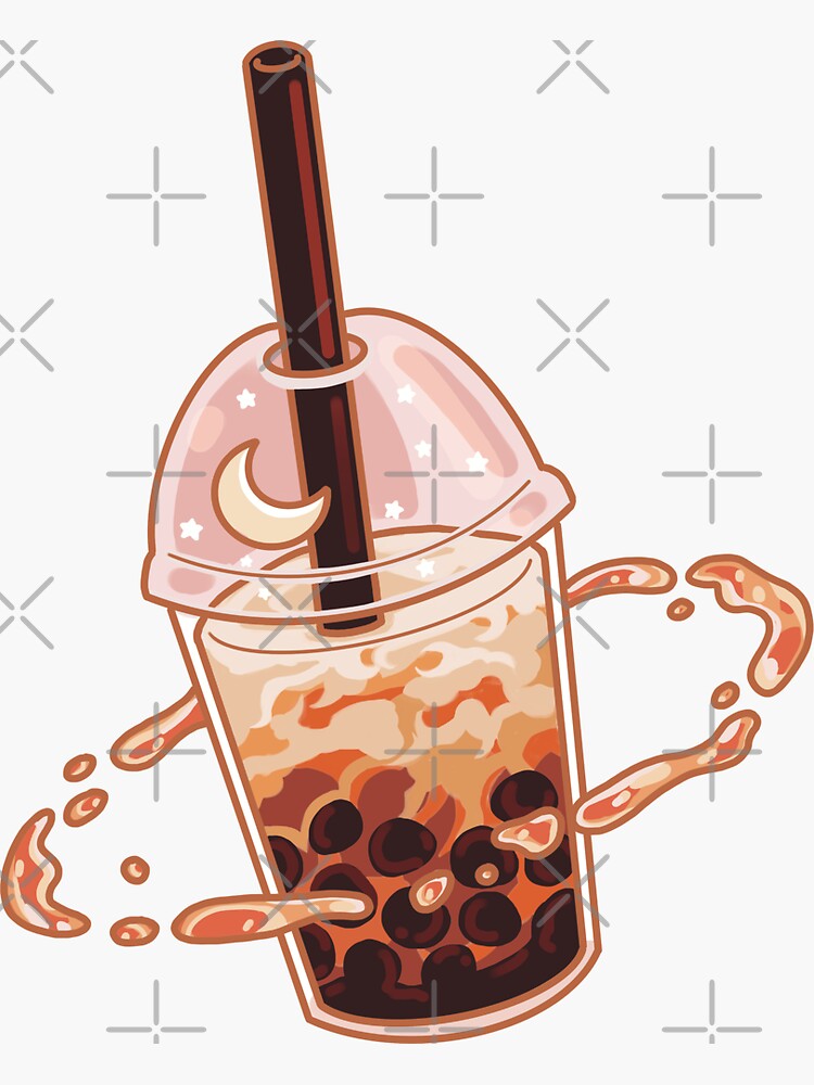 "Brown Sugar Boba Milk Tea Space" Sticker for Sale by DailyBobaFeed ...