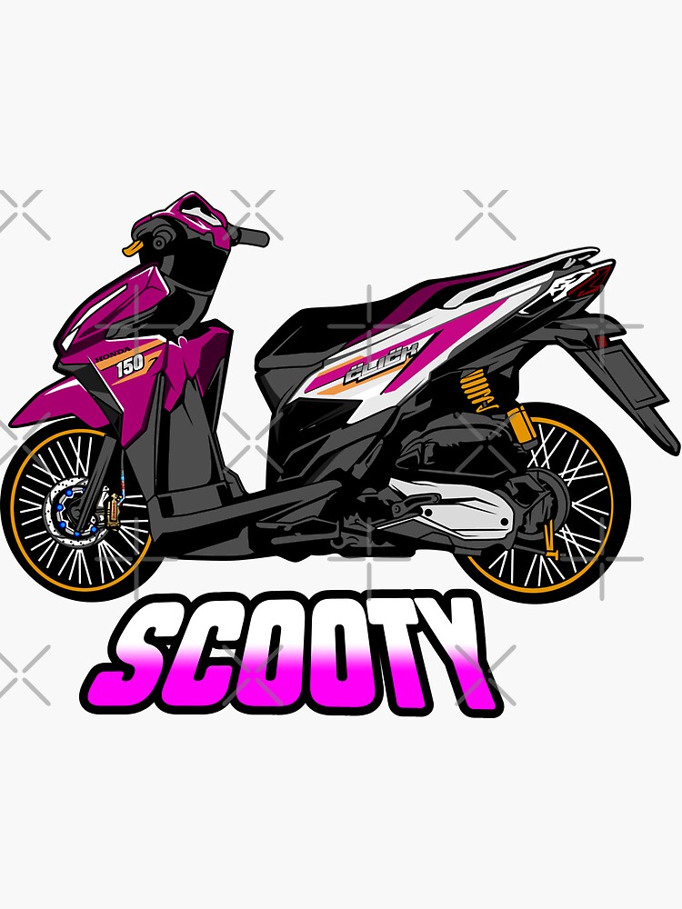 "new pink scooty " Sticker for Sale by poshmart | Redbubble