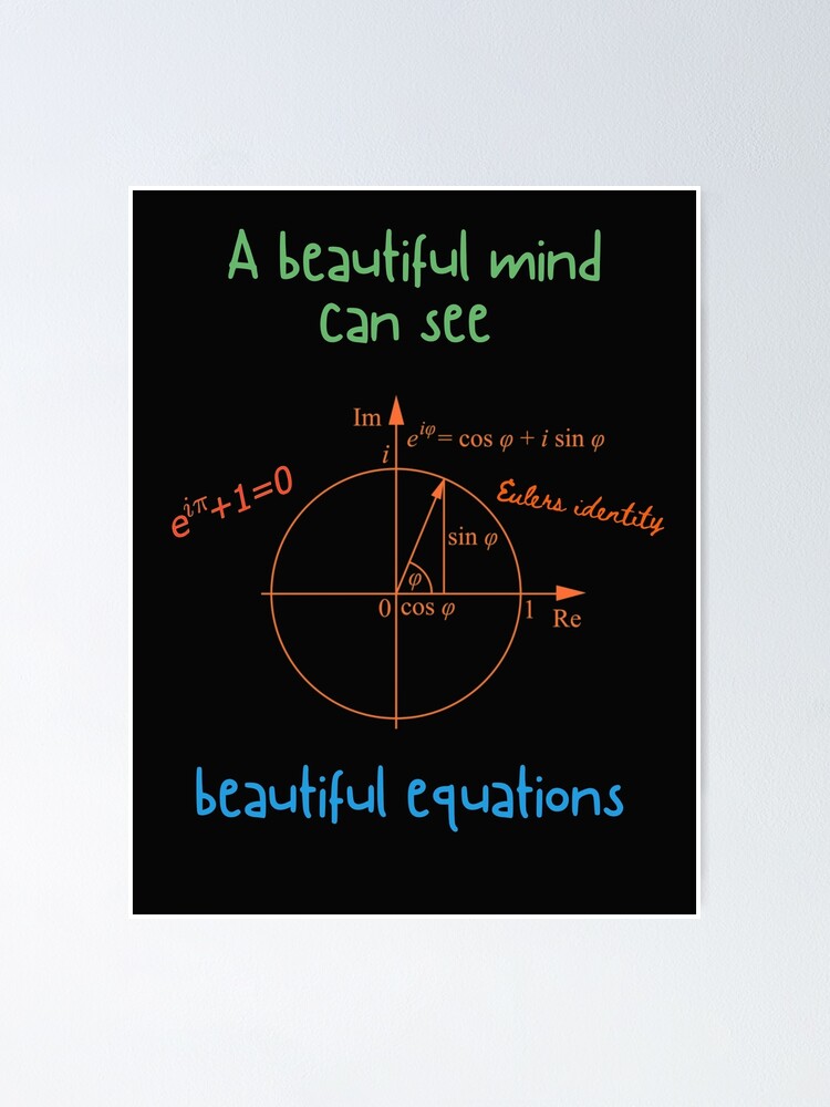 "Eulers identity beautiful mind, beautiful equation" Poster for Sale by ...