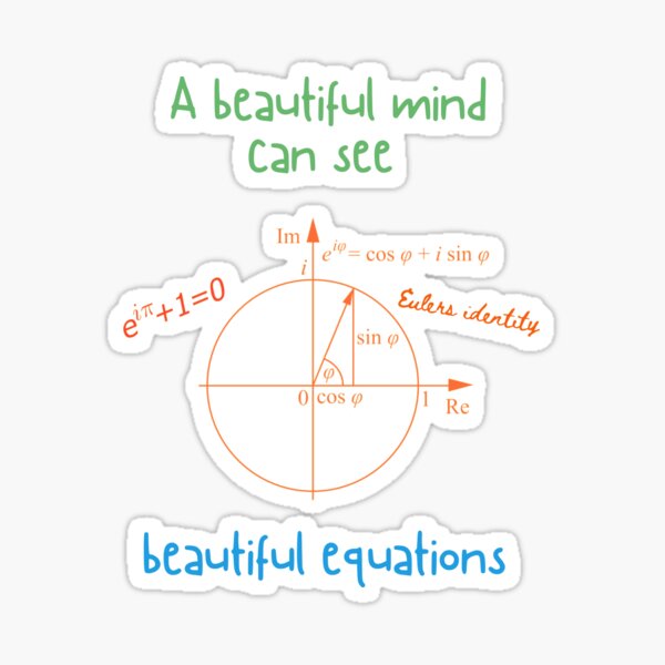 "Eulers identity beautiful mind, beautiful equation" Sticker for Sale ...