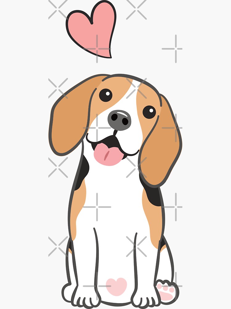 "Love Beagle - Tricolor 3" Sticker for Sale by Lulupainting | Redbubble