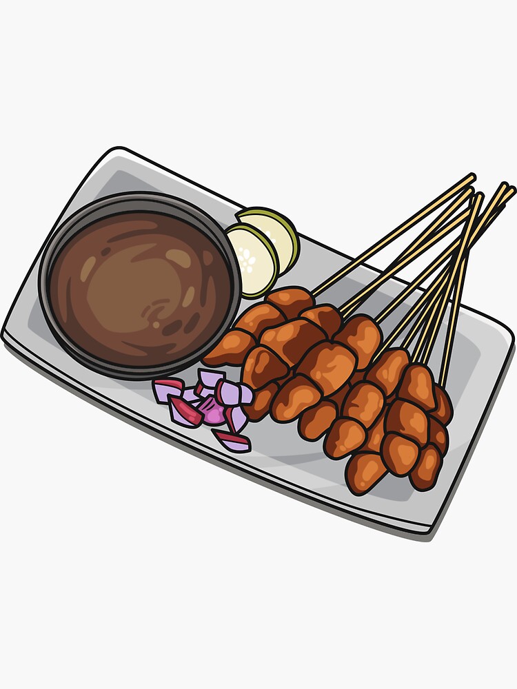 "Satay cartoon illustration" Sticker for Sale by Misscartoon | Redbubble