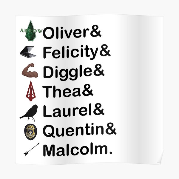 "Arrow Names" Poster by GiantSquid1 | Redbubble