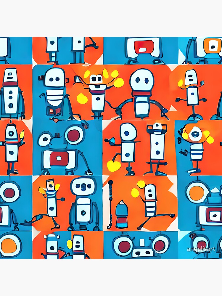"Robots seamless pattern No1" Sticker for Sale by angelisart | Redbubble