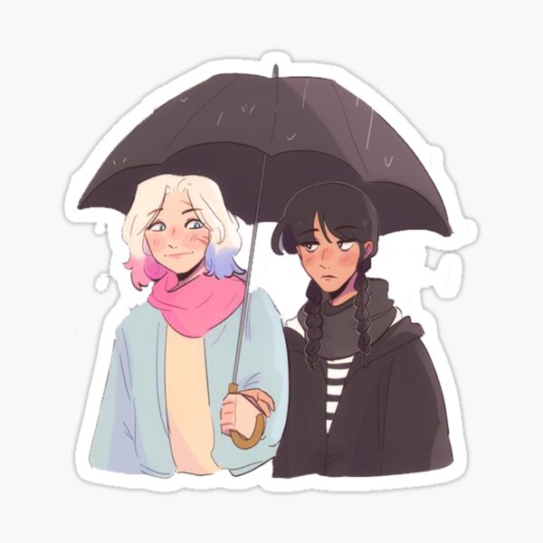 Sticker « Mercredi Addams et Enid Sinclair parapluie », par ...