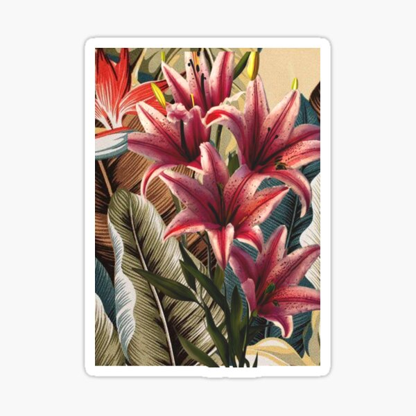 "Pink Lilies Painting" Sticker for Sale by Spectrai | Redbubble