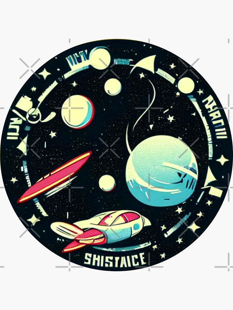 "Sci-Fi Retro Mission Patch" Sticker for Sale by RedFirecracker | Redbubble