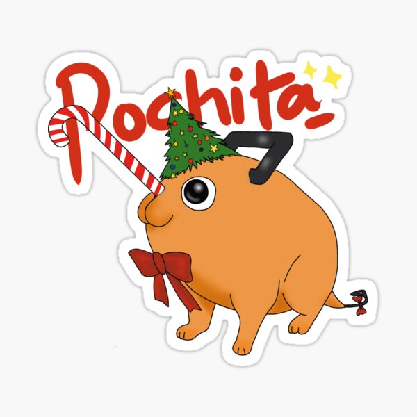 "Christmas Pochita " Sticker for Sale by saturnswamp | Redbubble