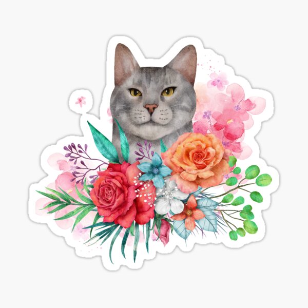 "A cat in a flower garden that is cute and bright in art style ...