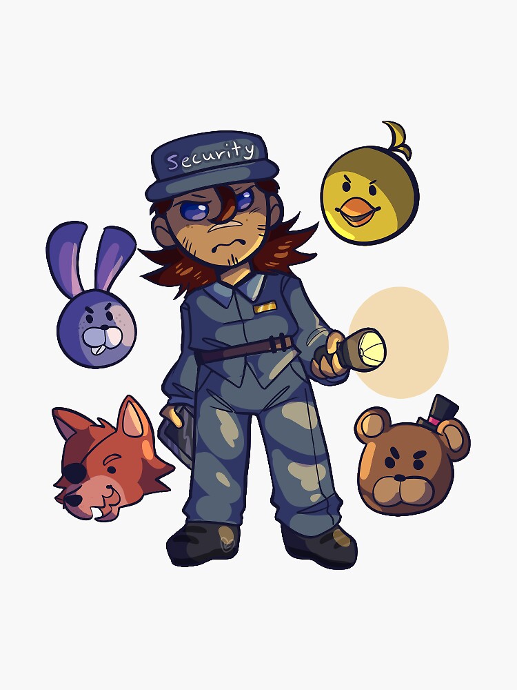 "Night Guard (FNAF 1)" Sticker for Sale by marmartheimp | Redbubble