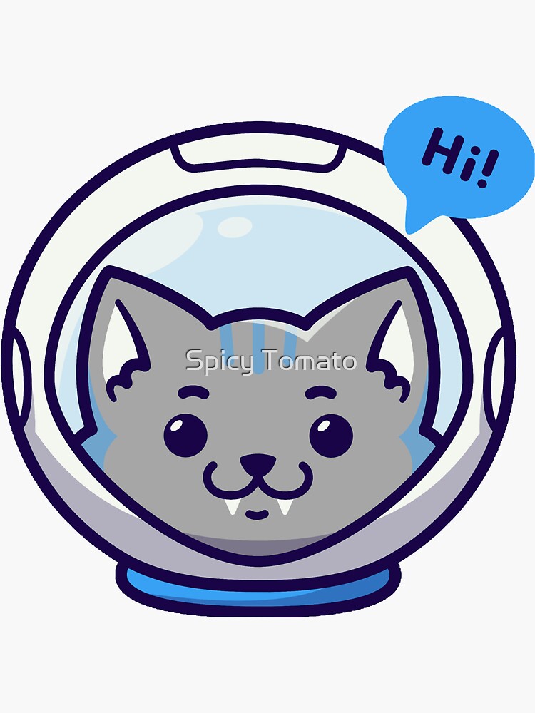 "Hi cute astro-cat" Sticker for Sale by GL77 | Redbubble