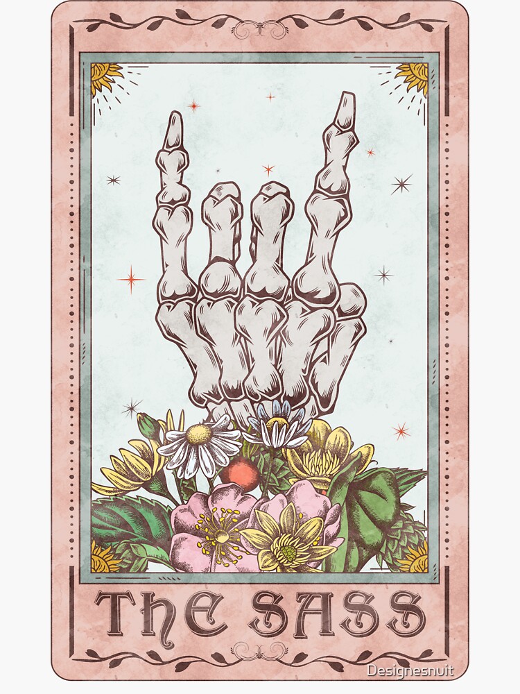 "Tarot Card The Sass Skeleton Hand" Sticker for Sale by Designesnuit ...