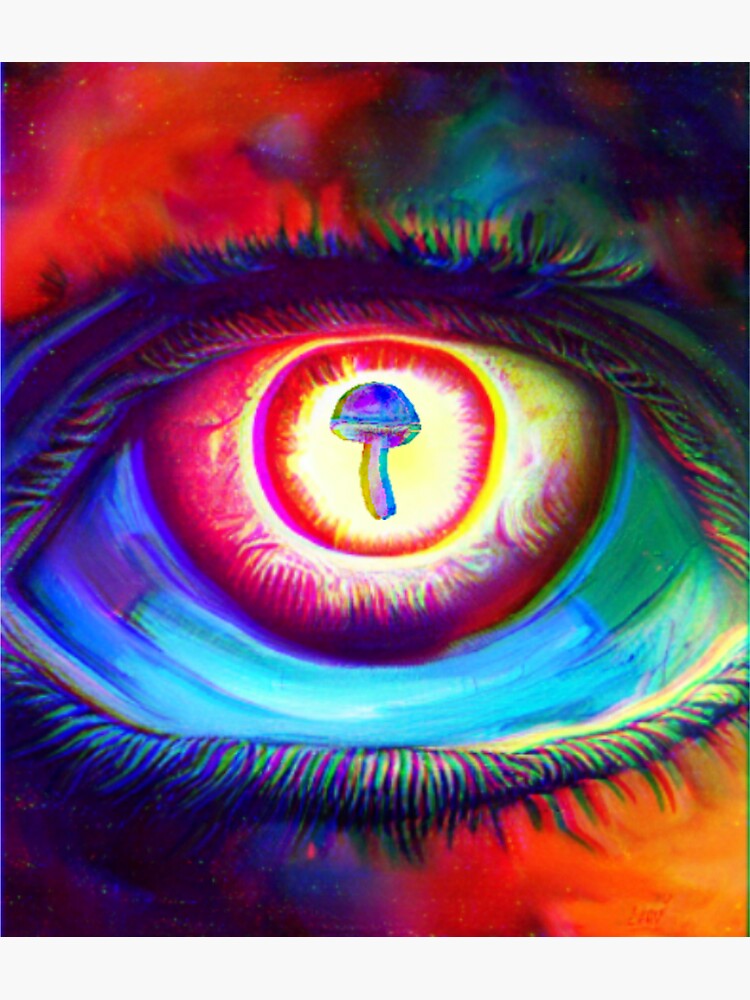 ""Trippy Mushroom in Third Eye" vivid and colorful brush stroke design ...