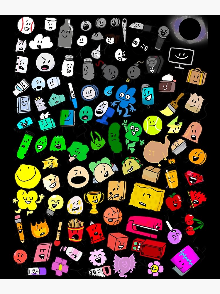 "BFDI Inanimate Insanity All Characters (Transparent)" Poster for Sale ...