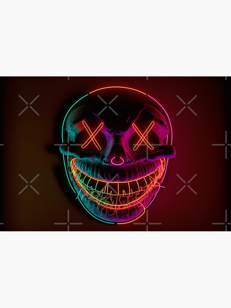 "An Evil Smiley Face In Neon" Sticker for Sale by letsgetinspired ...