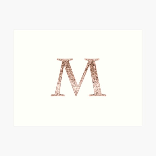 "M rose gold glitter monogram letter" Art Print for Sale by ...