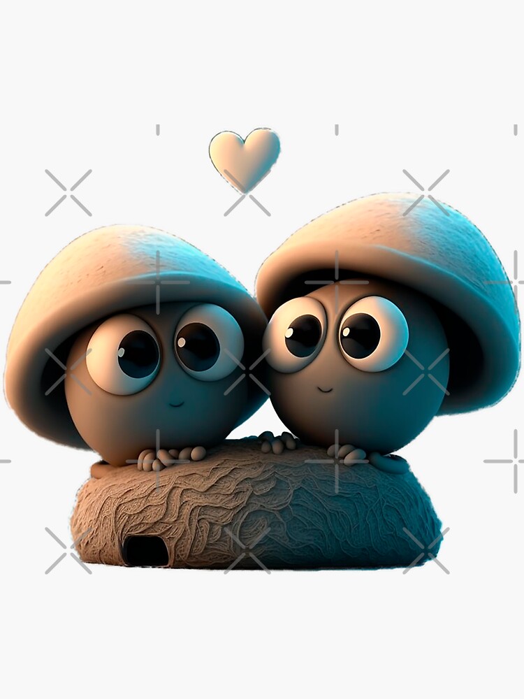 Pegatina «Divertidas y coloridas setas enamoradas. Dibujo de setas ...