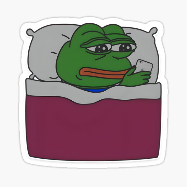 "Pepe the Frog lies in bed" Sticker for Sale by PRINTSWITHLIKES | Redbubble