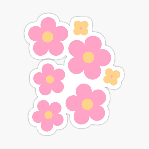 "Pink Retro Groovy Flowers" Sticker for Sale by thepaisleyswan | Redbubble
