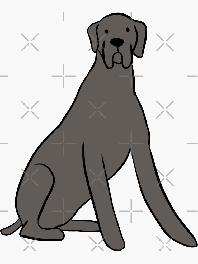 "great dane illustration - cute great dane cartoon art" Sticker for ...