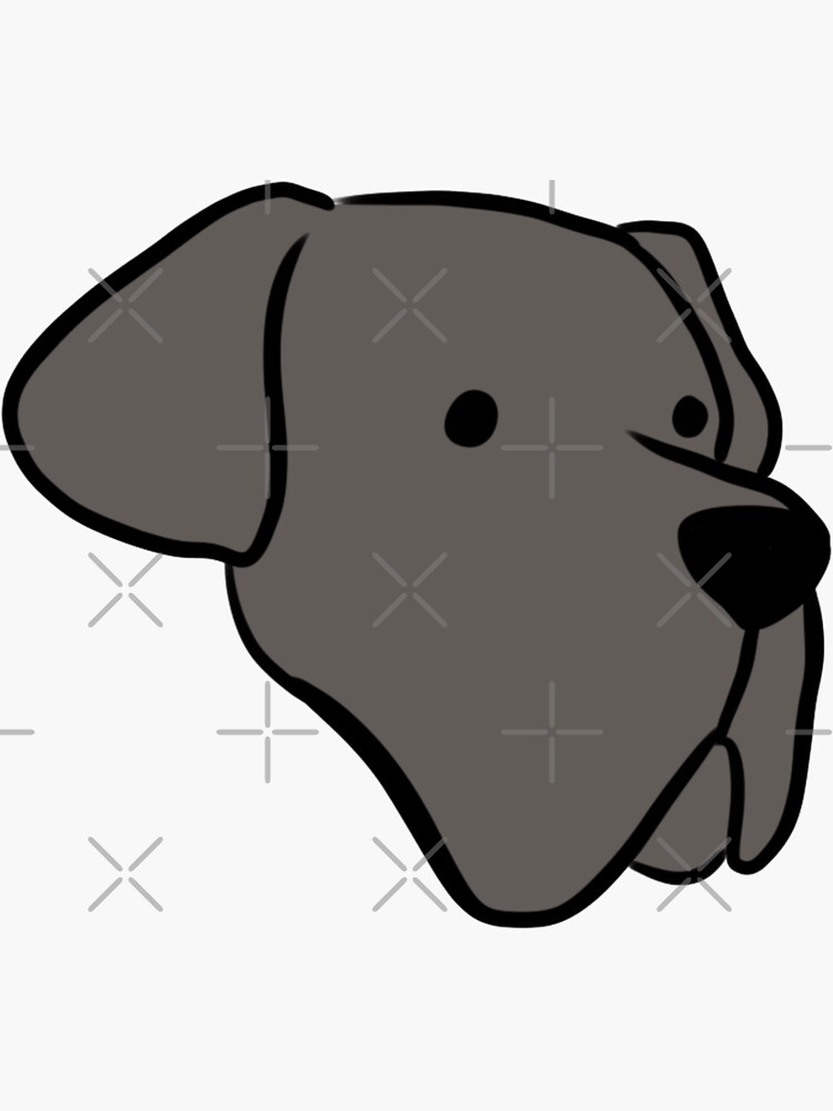"great dane face illustration - cute great dane cartoon art" Sticker ...