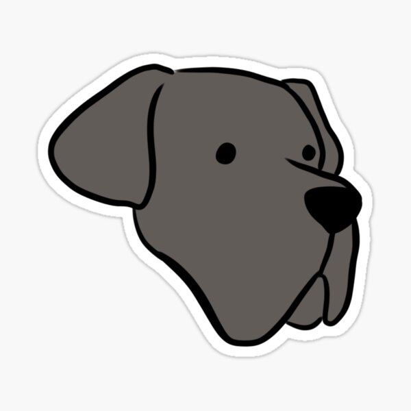 "great dane face illustration - cute great dane cartoon art" Sticker ...