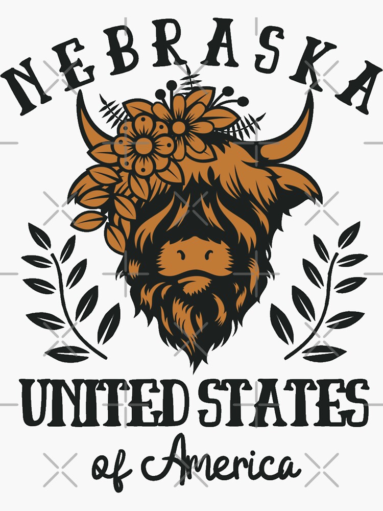 "Retro Sixties Nebraska United States of America (Black)" Sticker for ...