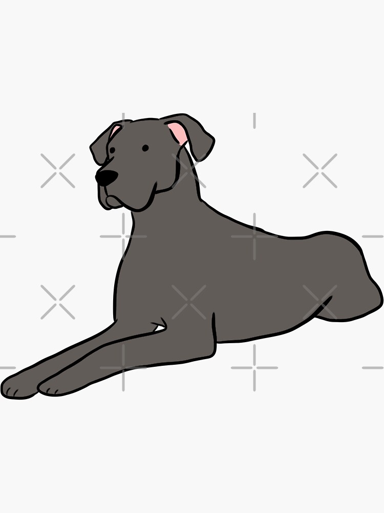 "great dane illustration - cute great dane cartoon art" Sticker for ...