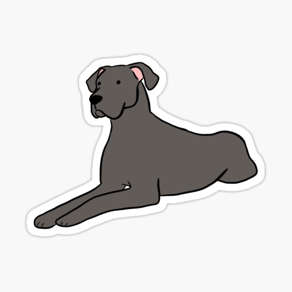 "great dane illustration - cute great dane cartoon art" Sticker for ...