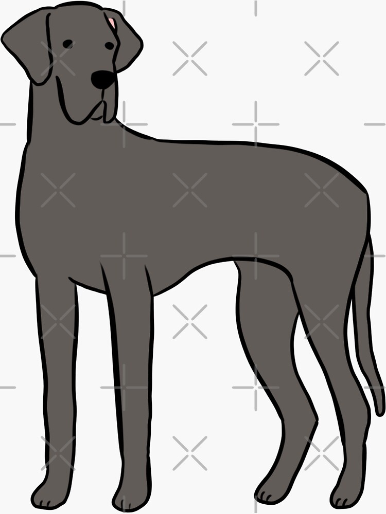 "great dane illustration - cute great dane cartoon art" Sticker for ...