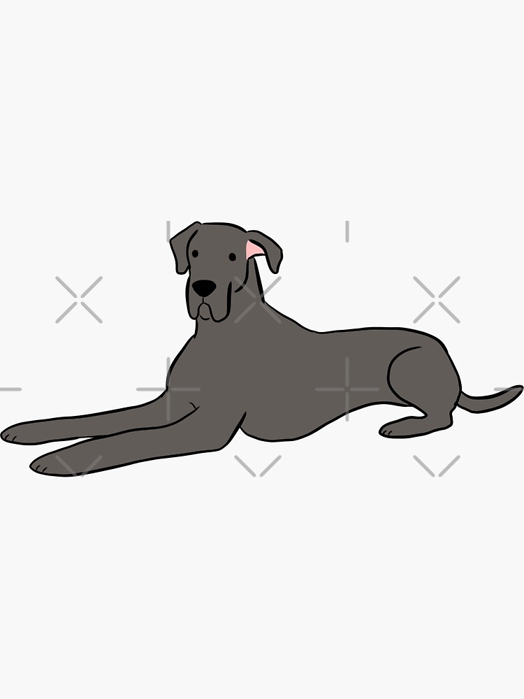 "great dane illustration - cute great dane cartoon art" Sticker for ...