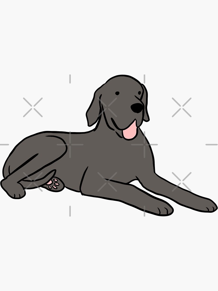 "great dane illustration - cute great dane cartoon art" Sticker for ...