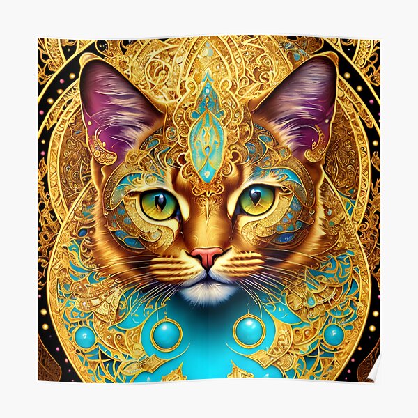 "Gold cat" Poster for Sale by mintygreenart | Redbubble