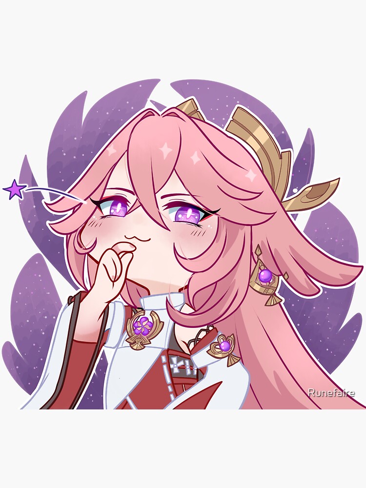 "Chibi Yae Miko" Sticker for Sale by Runefaire | Redbubble