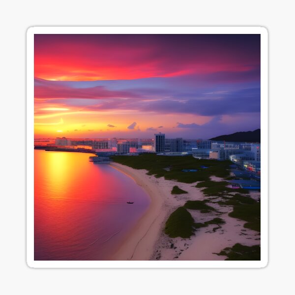 "Tropical Island Sunset - Okinawa Japan Version " Sticker for Sale by ...