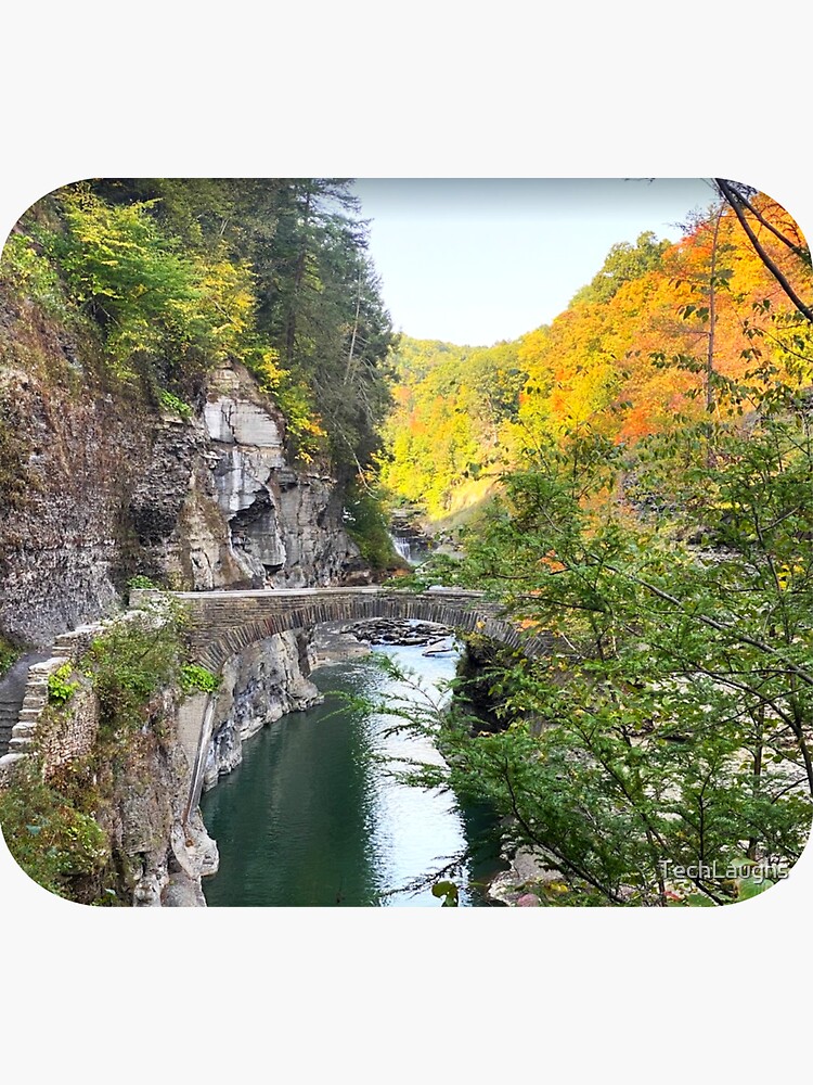 "Stone Footbridge Over Genesee River Below the Lower Falls, Letchworth ...