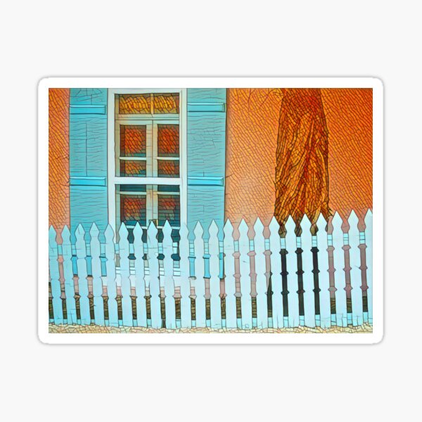 "Picket Fence, Blue Shutters Mosaic " Sticker for Sale by oh-bi-me ...
