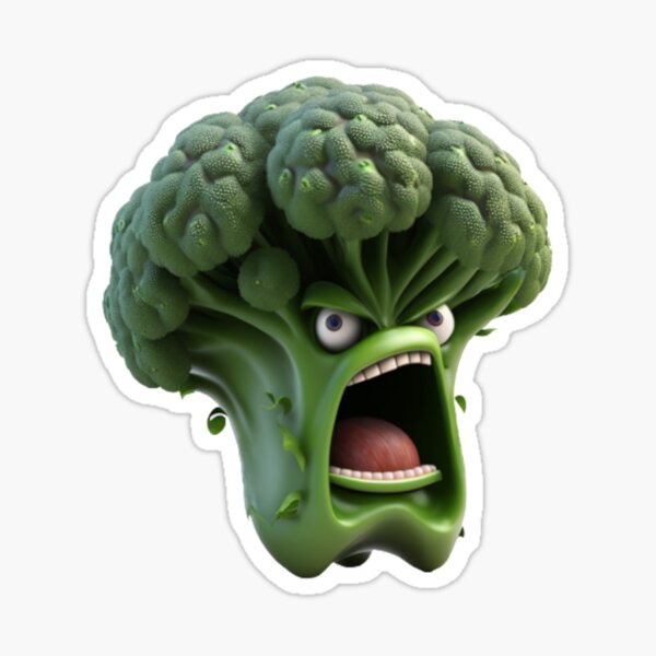 "Angry Broccoli" Sticker for Sale by Scrumptious Designs | Redbubble