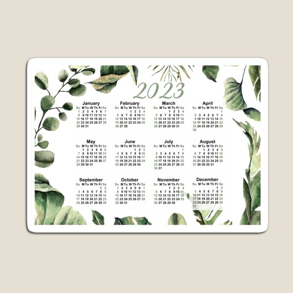 " Year Calendar, 2023 Yearly Calendar, Botanical Wall Calendar, 2023 ...
